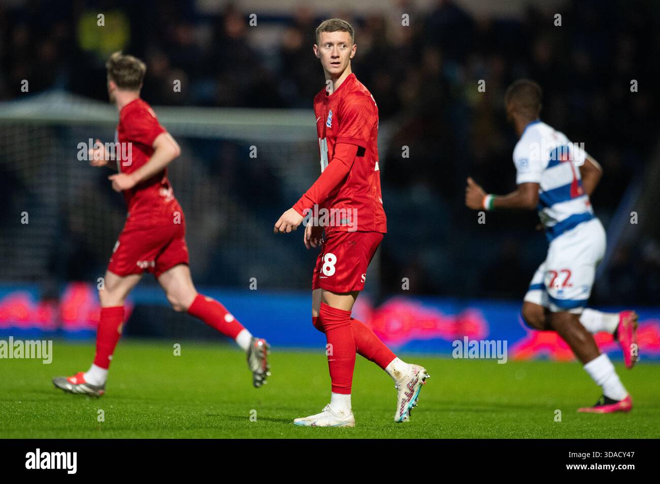 London, England. 9th Dec 2025. Birmingham City's Jay Stansfield (centre ...