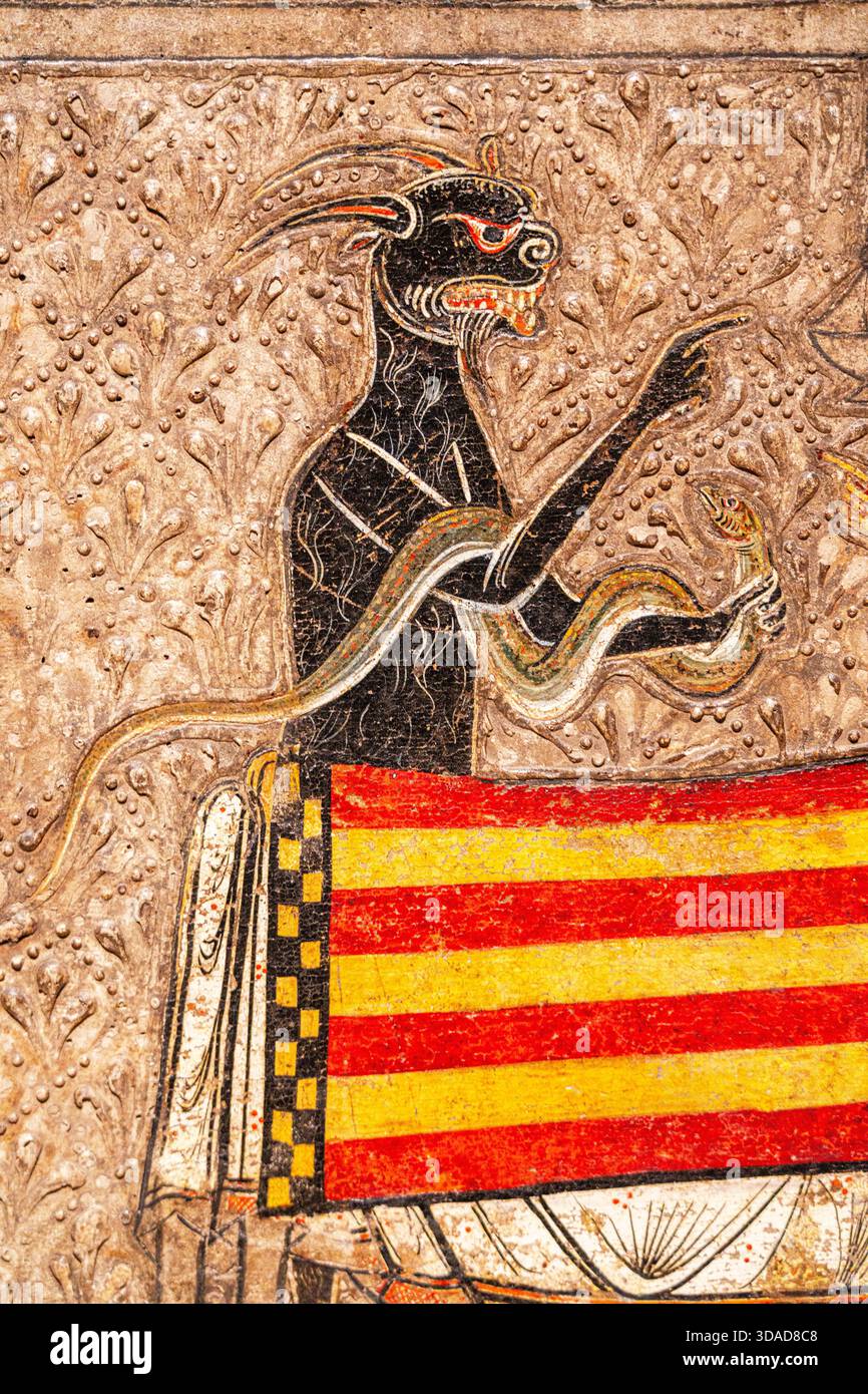 devil with a snake in his arms, Altar of Ix, 12th century, tempera and ...