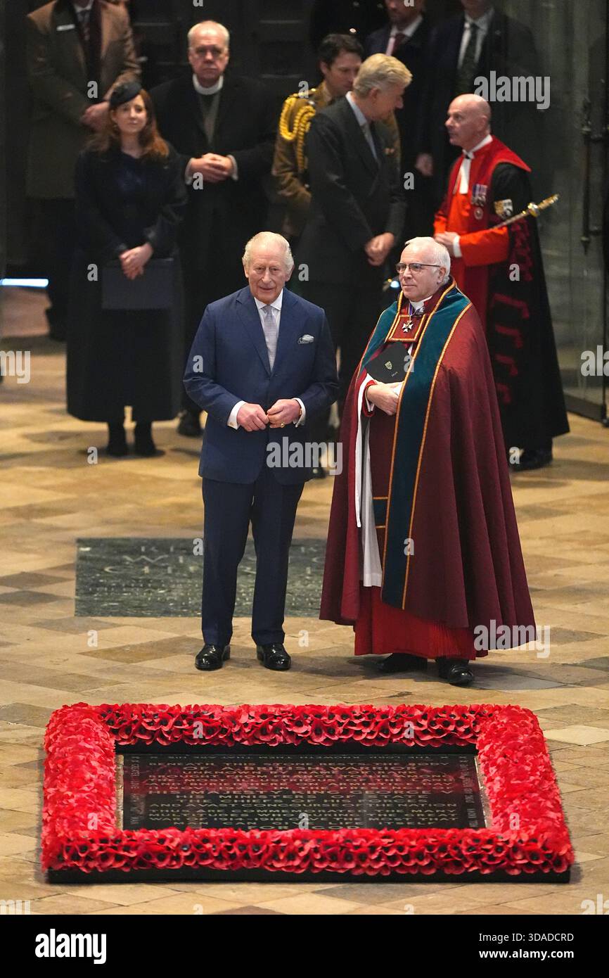 King Charles III is accompanied Dean of Westminster, the Very Reverend ...