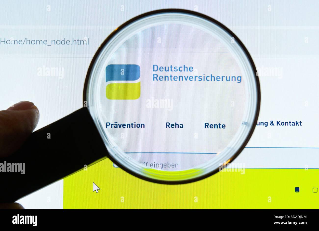 Deutsche Rentenversicherung, website, Internet, Lupe, Monitor ...