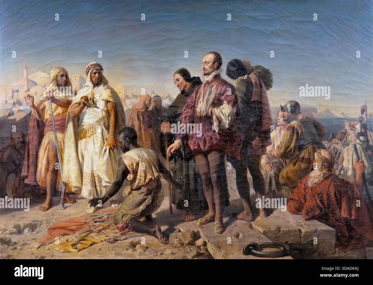 Emil Johann Lauffer - Cervantes Captured by Barbary Pirates Stock Photo ...