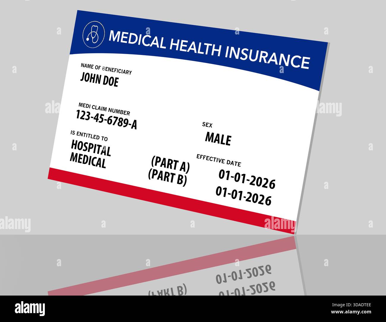 Here is a 2026 generic mock USA federal medical health insurance card ...