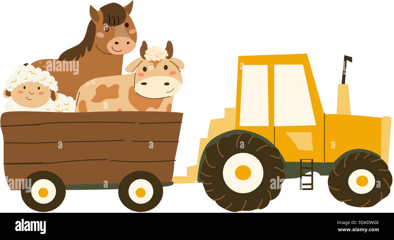 Kids tractor farm animals Cut Out Stock Images & Pictures - Alamy