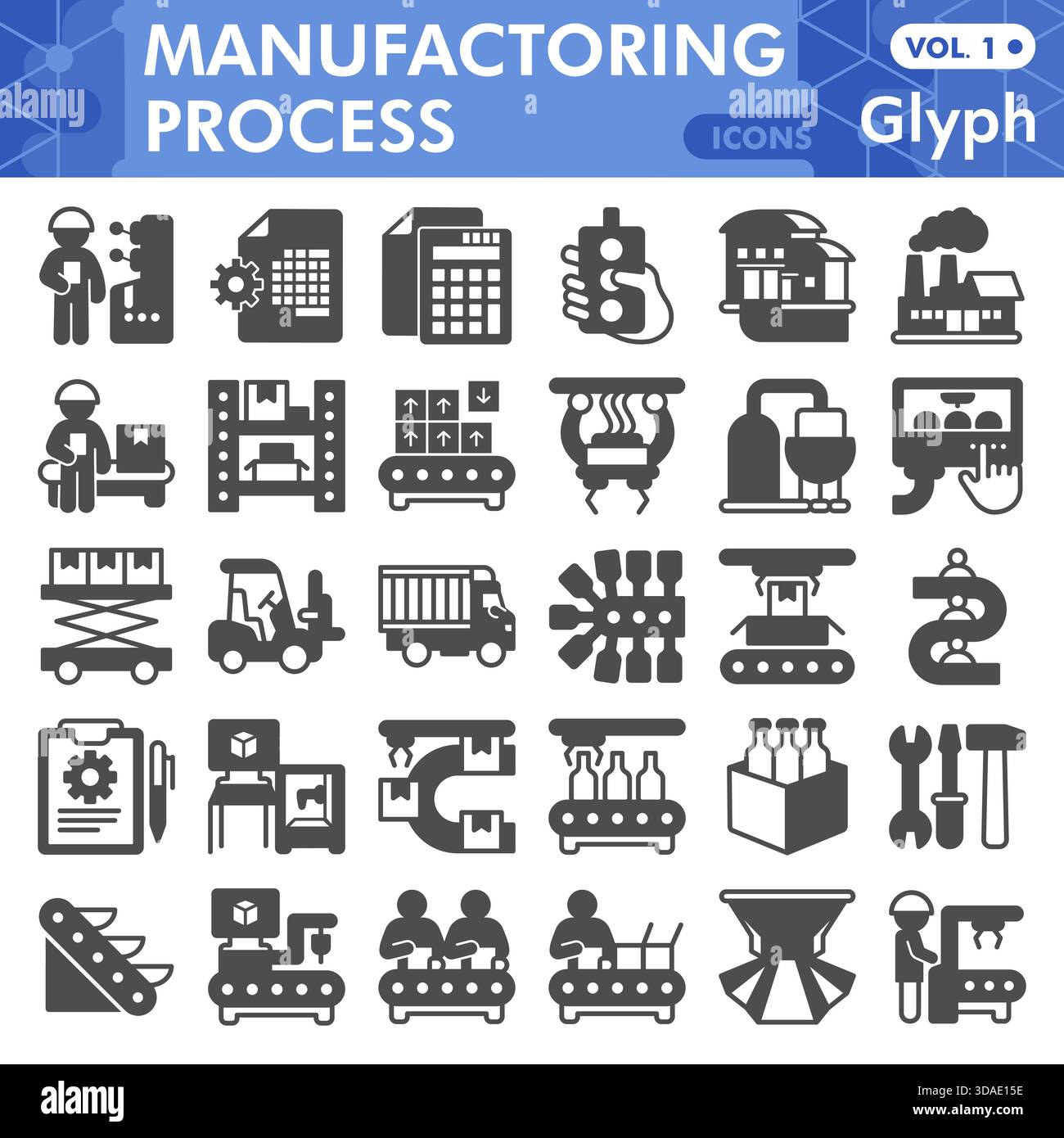 Warehouse conveyor glyph icon hi-res stock photography and images - Alamy