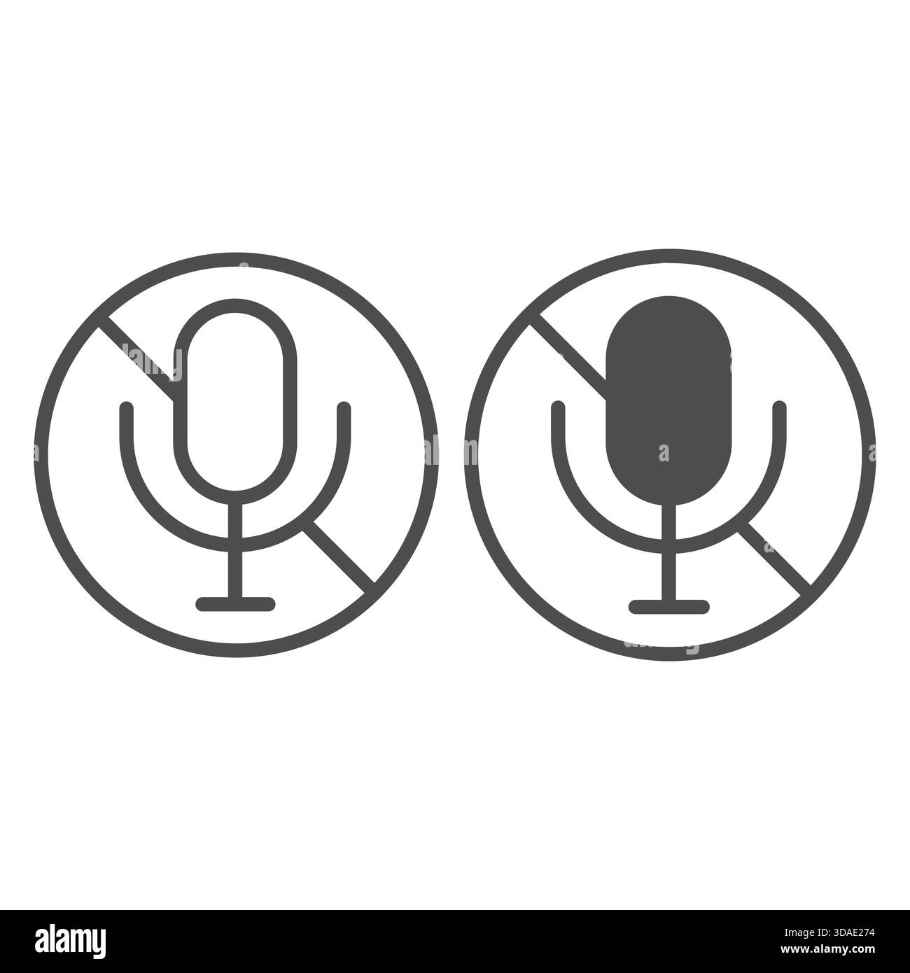 No symbol with microphone line and solid icon, prohibition concept ...