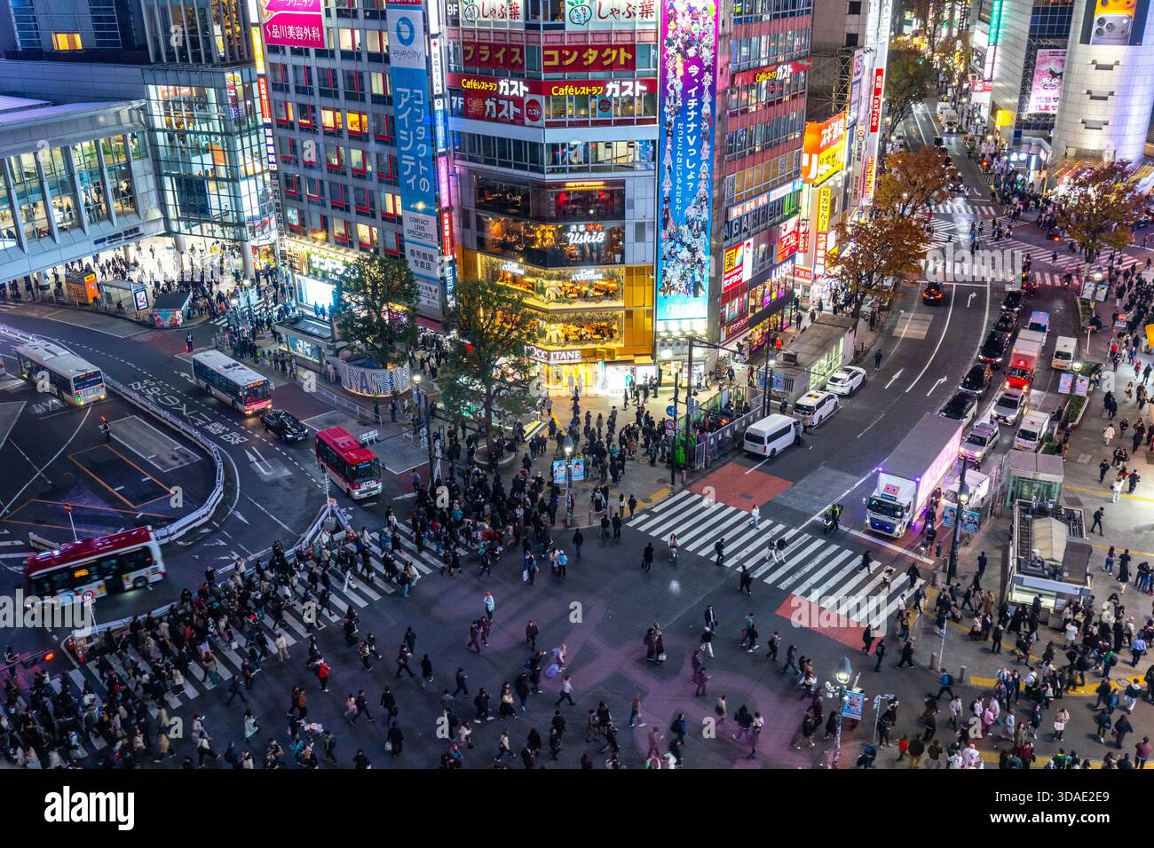 Iconic Bird's-Eye View of the Bustling Shibuya Scramble Crossing at ...