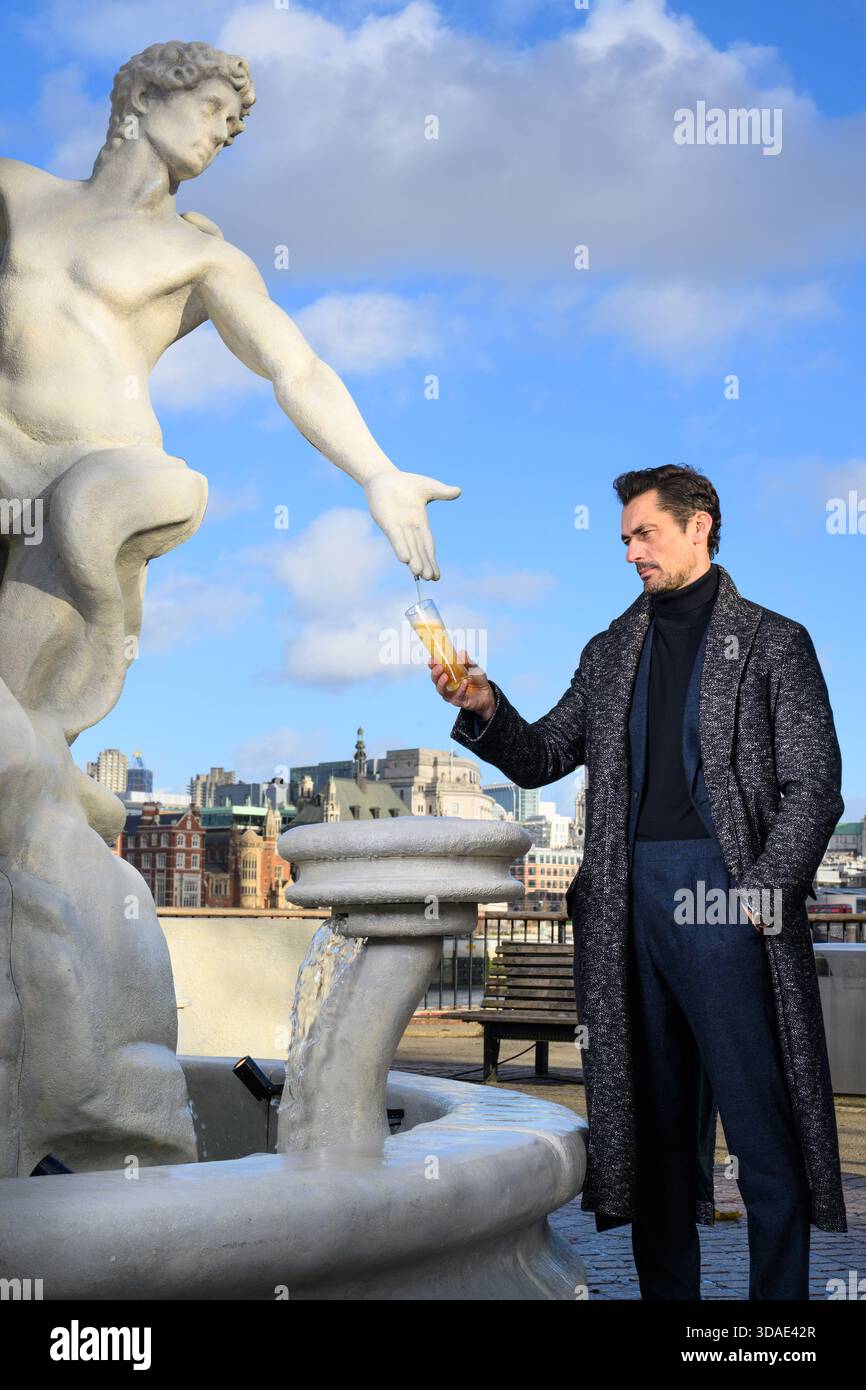 EDITORIAL USE ONLY David Gandy unveils 'La Fontana di Peroni', an ...