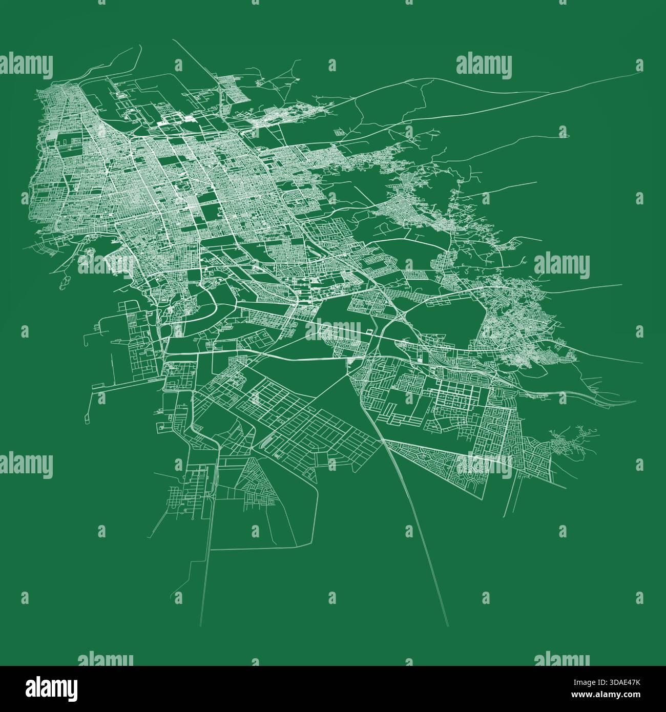 Jeddah city in Saudi Arabia ,street road map,vector outline ...