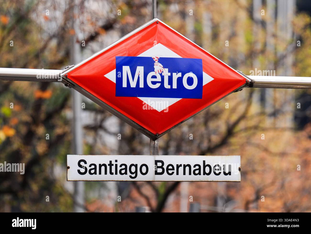 General view of a sign at the santiago bernabeu hi-res stock ...