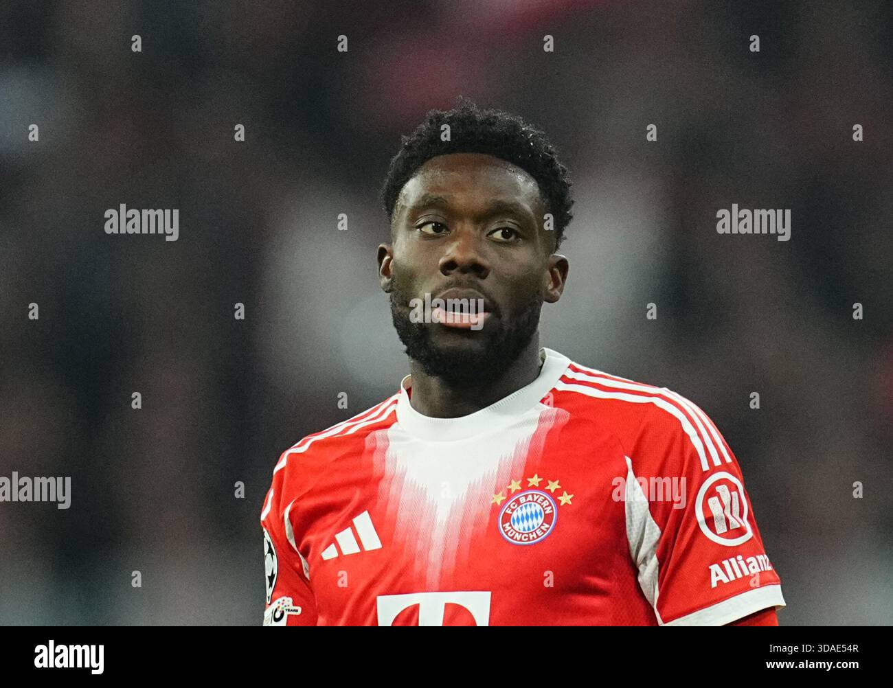 December 09 2025: Alphonso Davies of Bayern Munich looks on during a ...