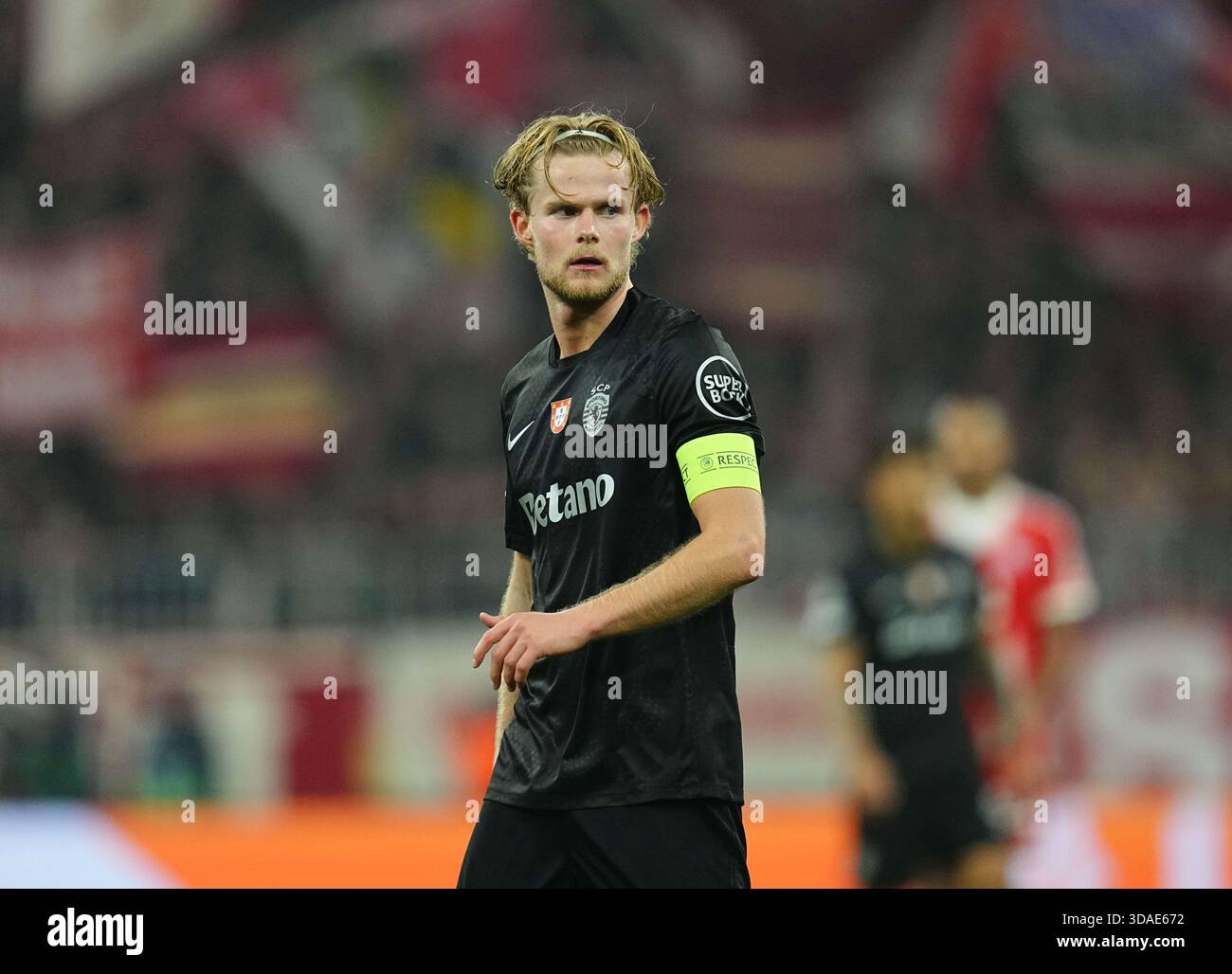 December 09 2025: Morten Hjulmand of Sporting CP looks on during a ...