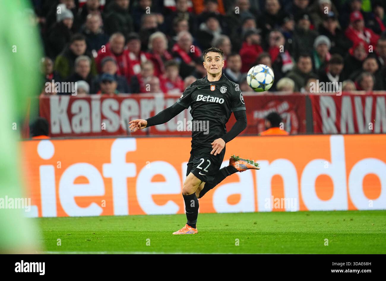 December 09 2025: Ivan Fresneda of Sporting CP controls the ball during ...