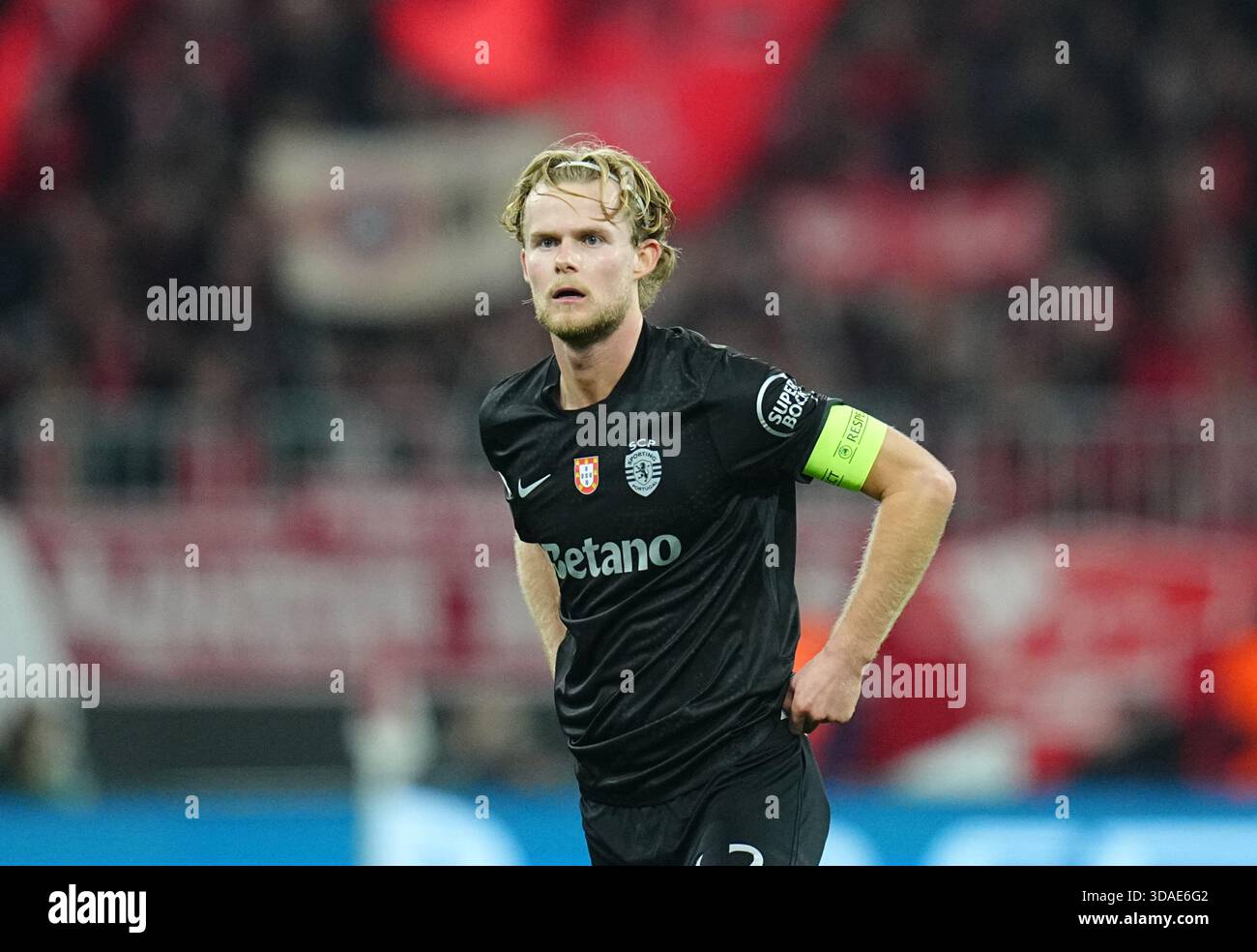December 09 2025: Morten Hjulmand of Sporting CP looks on during a ...