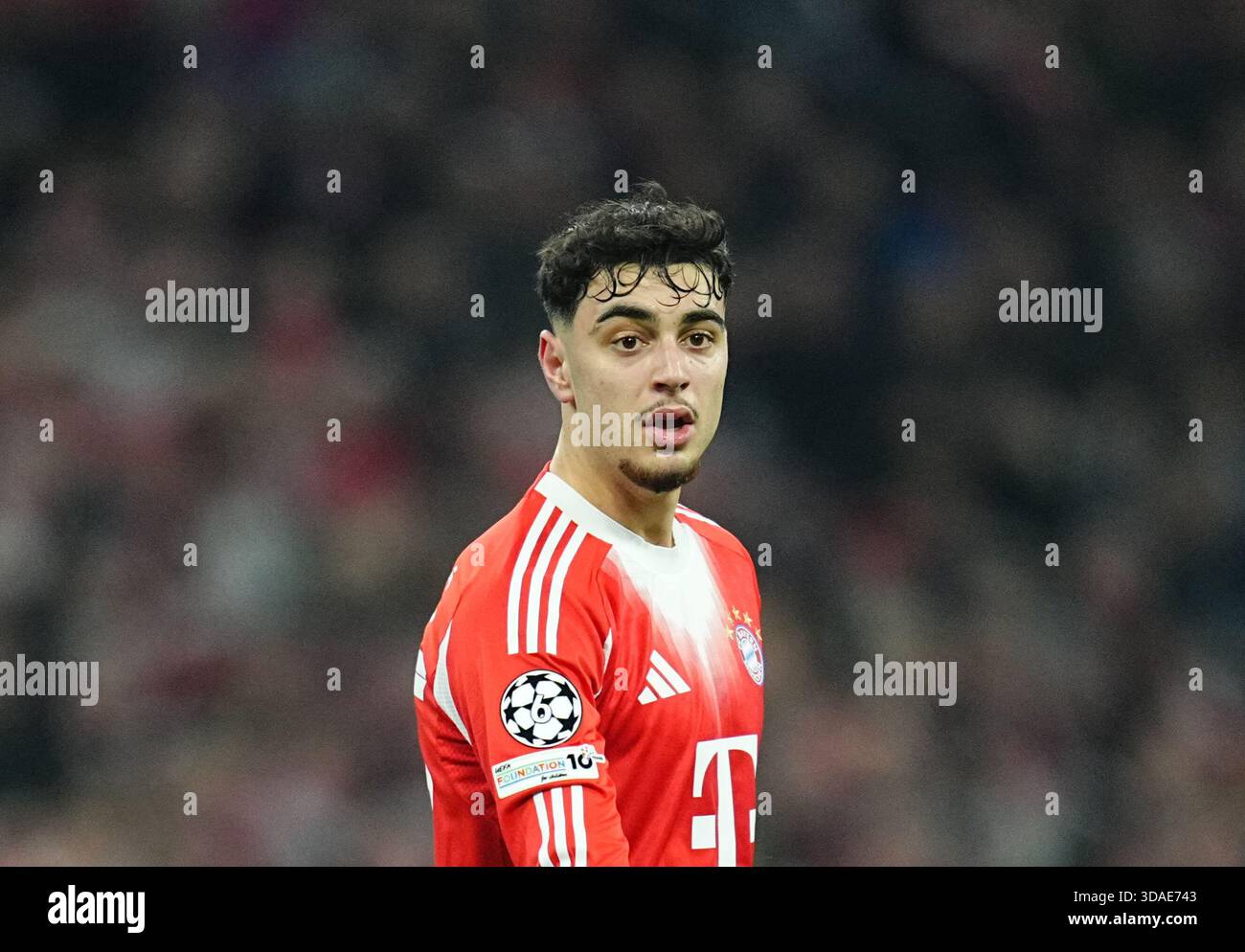 December 09 2025: Josip Stanisic of Bayern Munich looks on during a ...