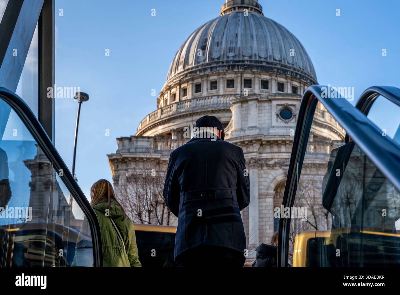 People Leaving A Moving Escalator Outside St Paul's Cathedral, London ...