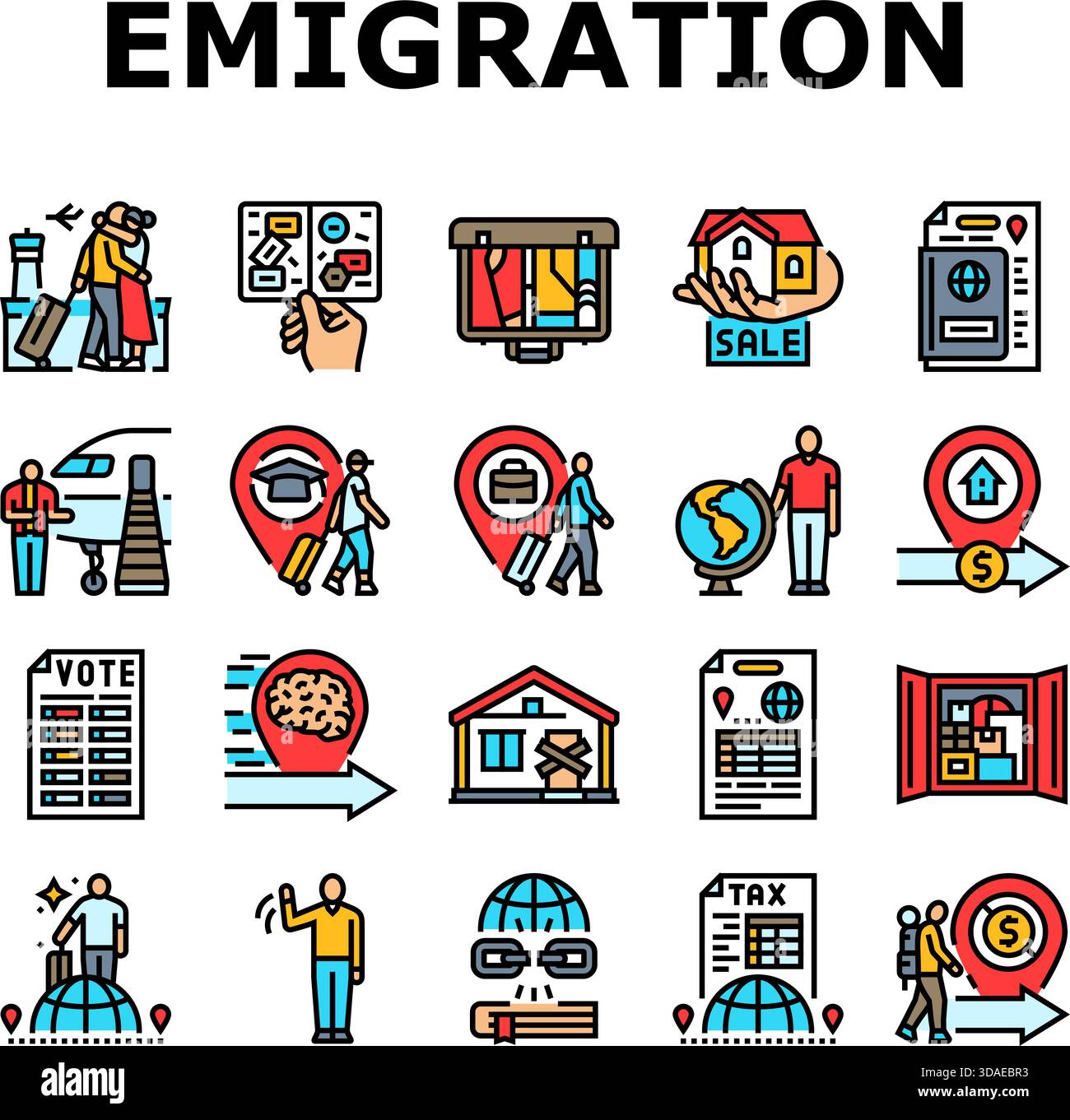 Emigration and immigration illustrations Stock Vector Images - Alamy