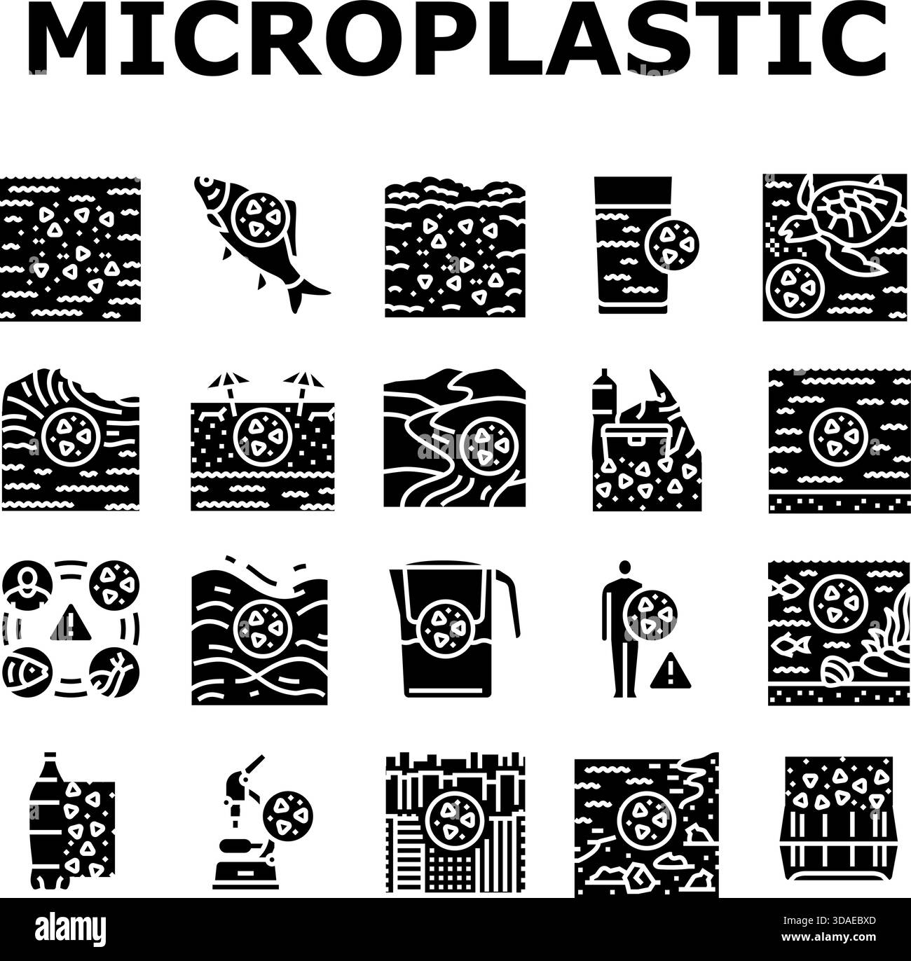 microplastic pollution ocean icons set vector Stock Vector Image & Art ...