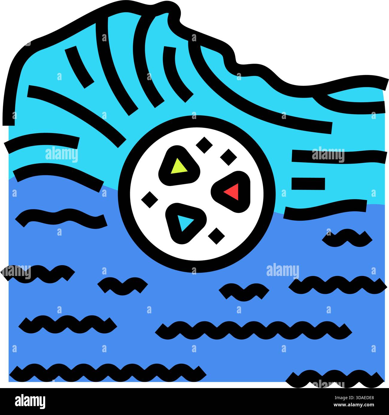 microplastic particles floating on water surface color icon vector ...