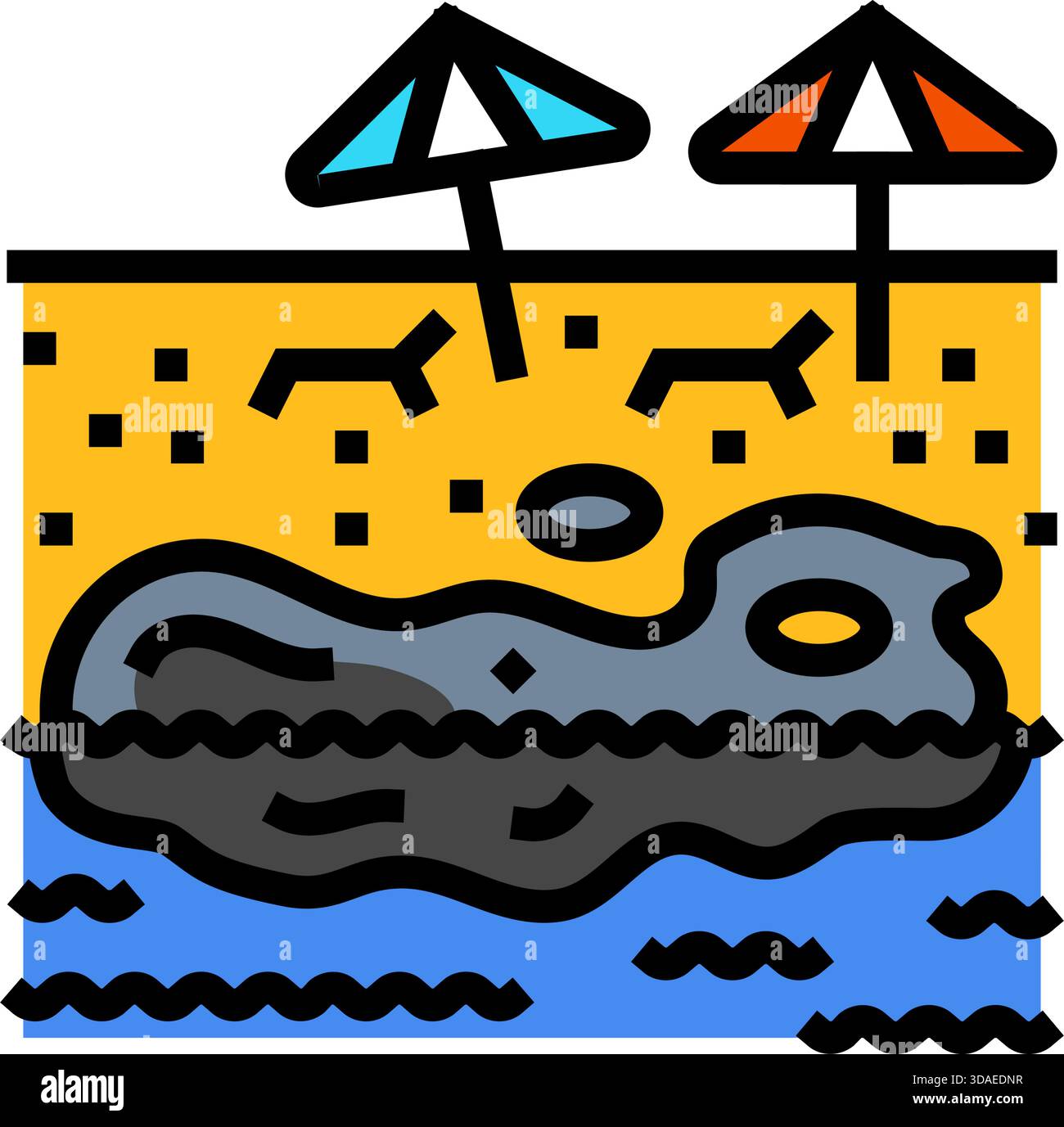 contaminated shore oil stains color icon vector illustration Stock ...