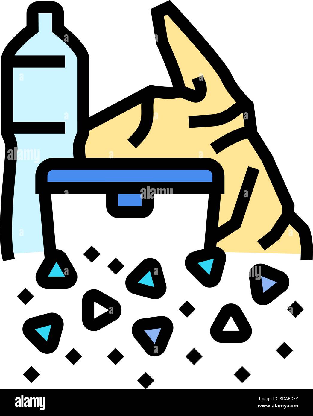 plastic waste decomposing into microplastics color icon vector ...