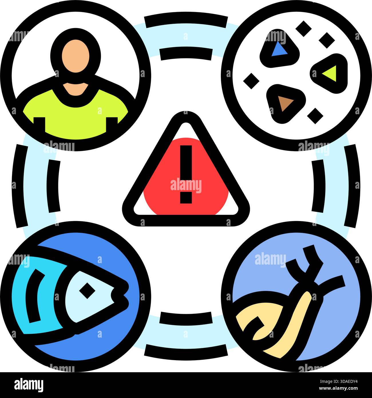 microplastic contamination food chain color icon vector illustration ...
