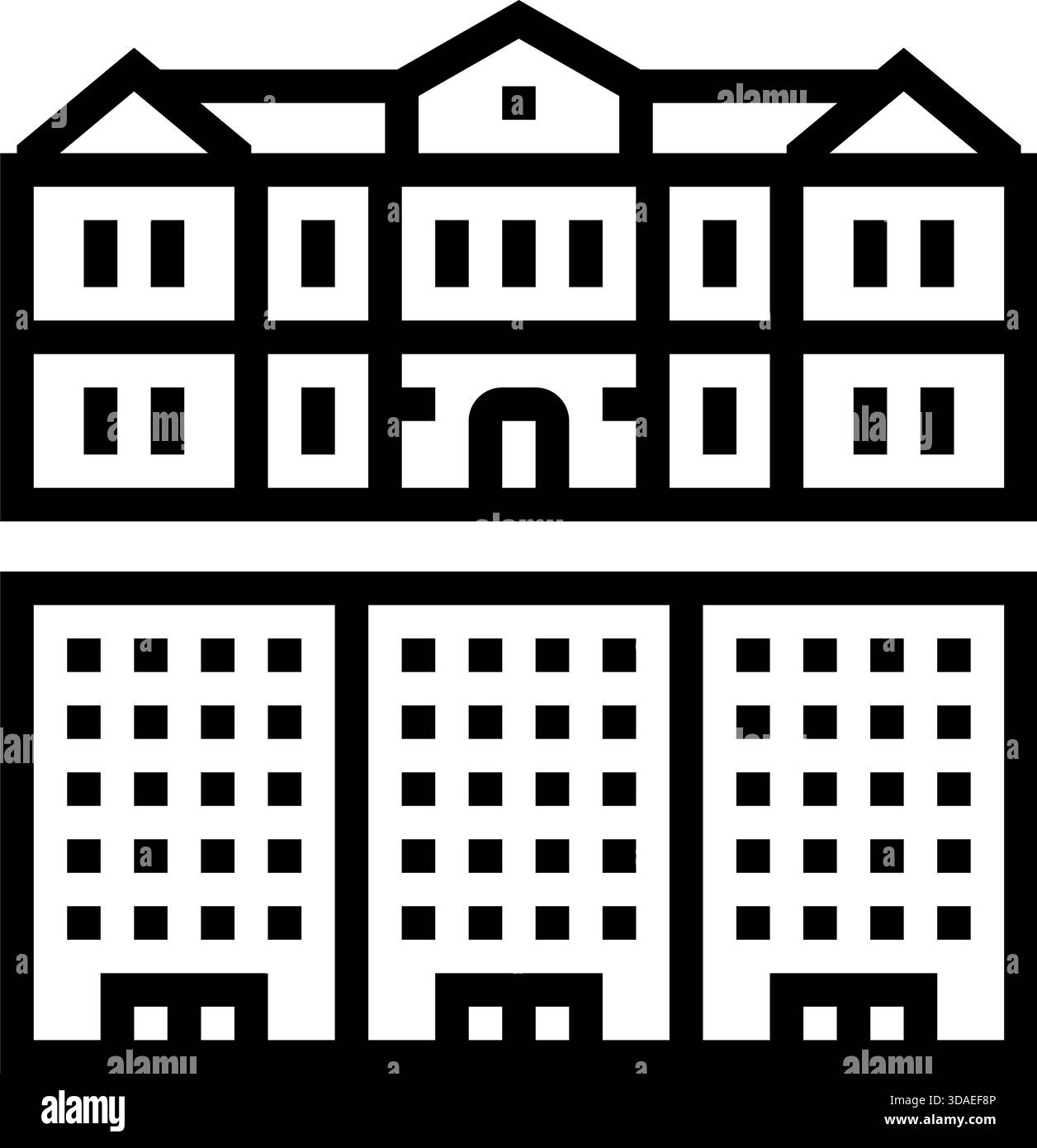 luxury house vs small apartment line icon vector illustration Stock ...