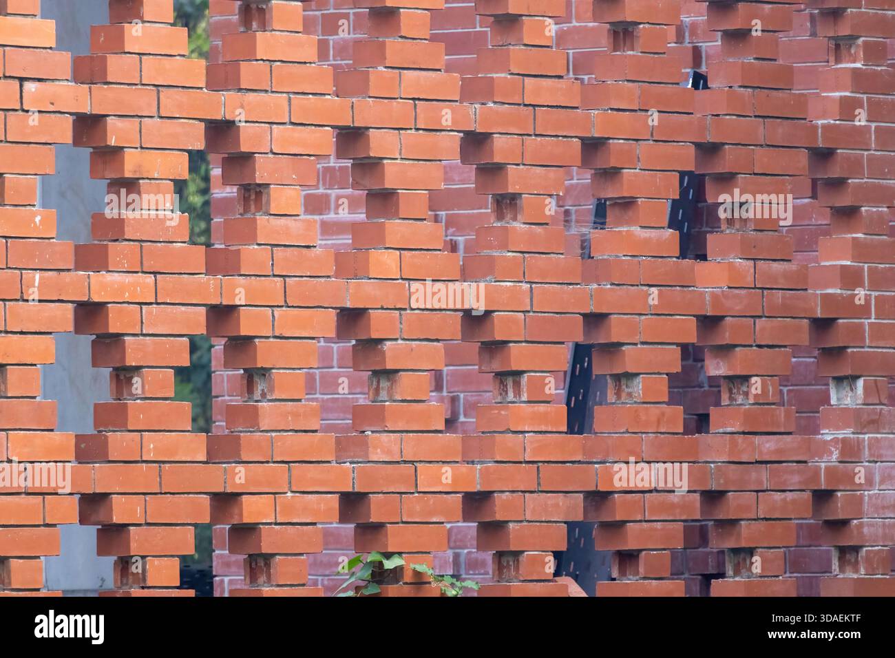 Architectural background texture: A modern, openwork brick screen wall ...