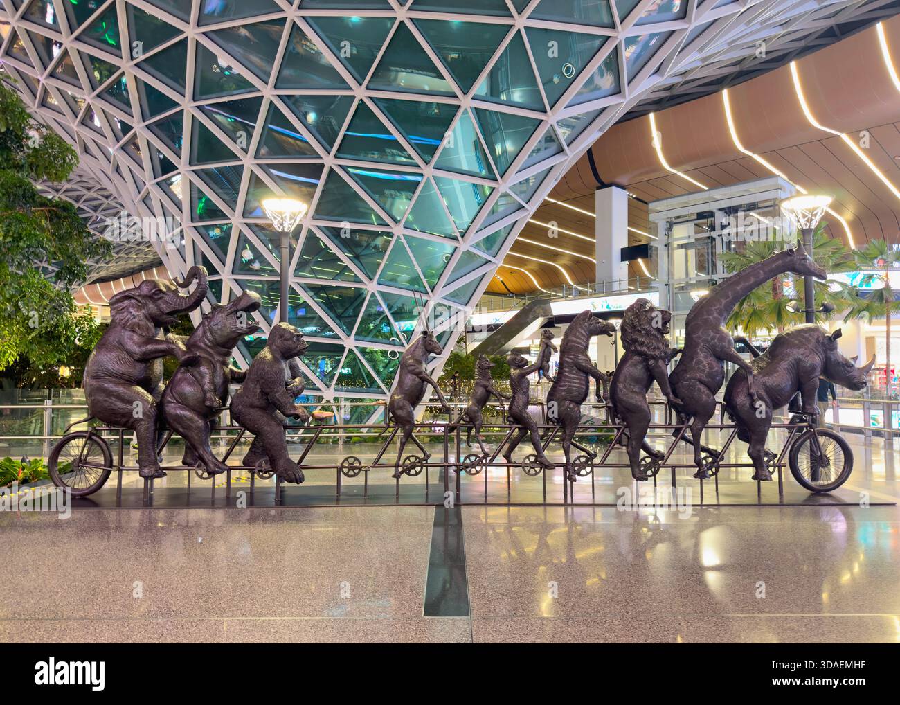 Doha, Qatar - Massive glass dome and elevated walkway above indoor ...