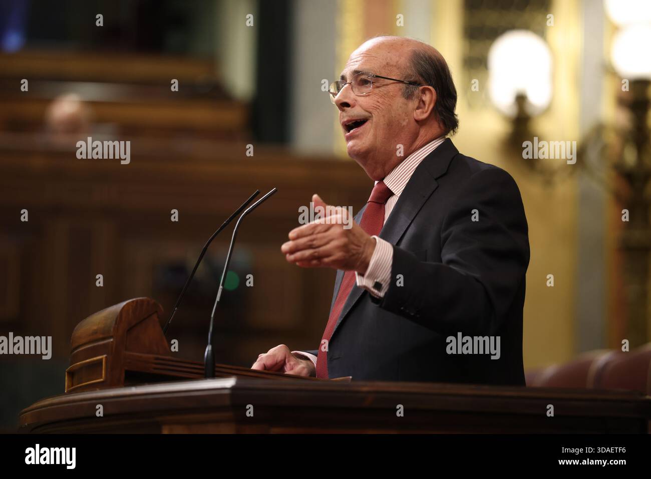 VOX deputy Ignacio Gil Lázaro speaks during a session of control to the ...