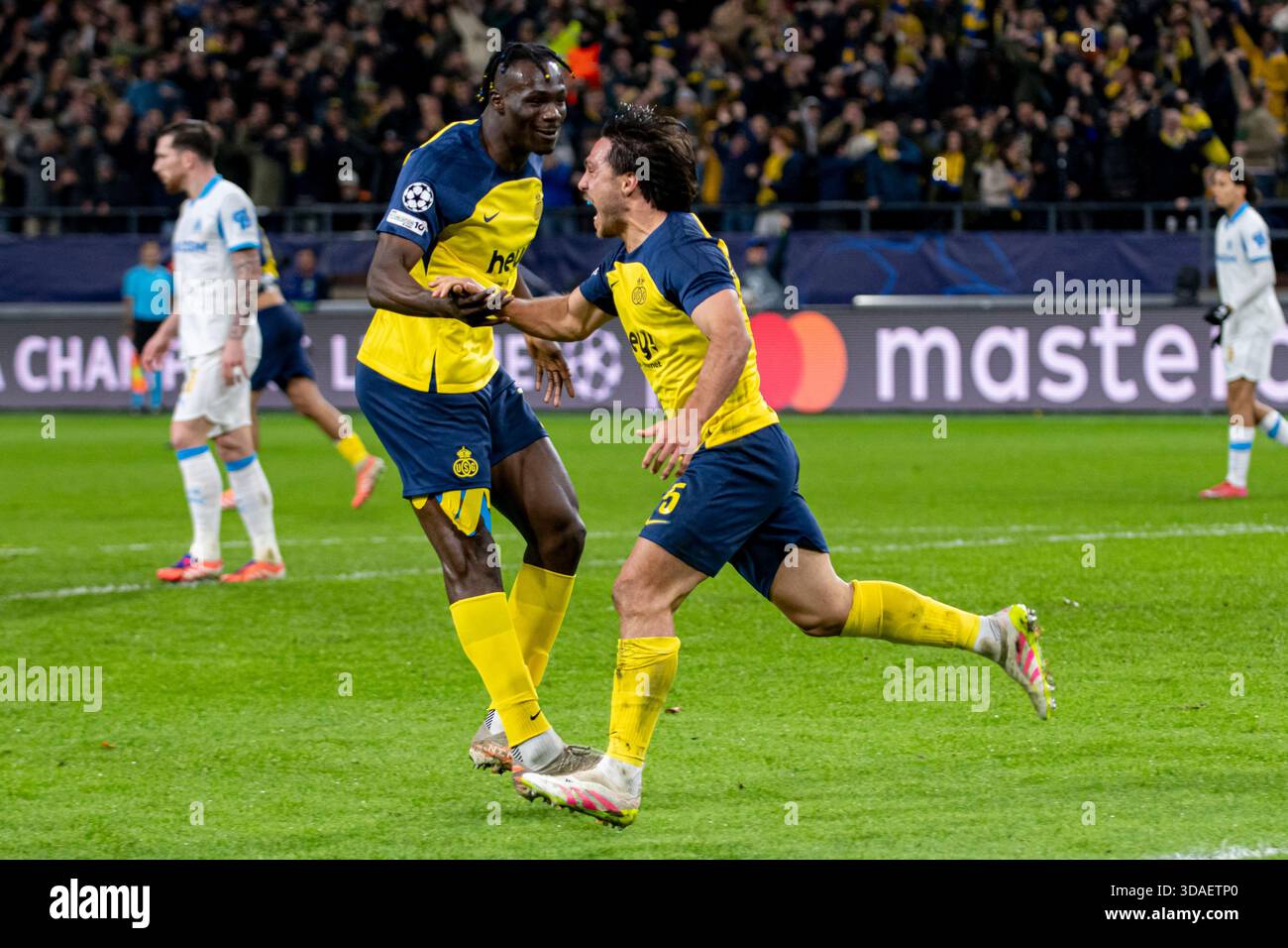 Kevin Mac Allister of Union SG scores a goal that is disallowed by the ...