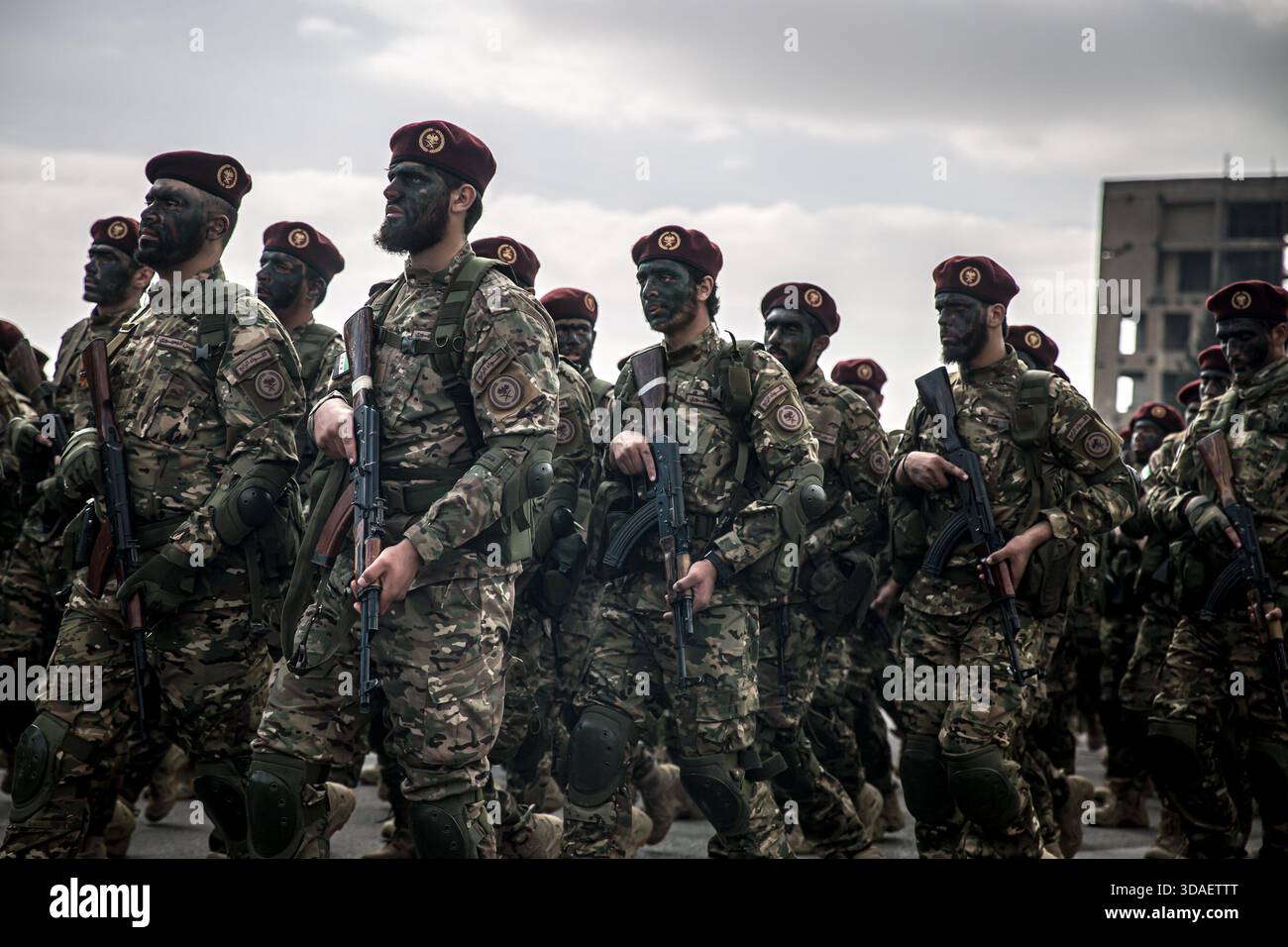 December 9, 2025, Damascus, Syria: Military men seen marching at the ...