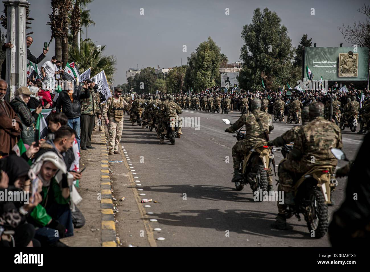 December 9, 2025, Damascus, Syria: Military men seen on a motorbike at ...