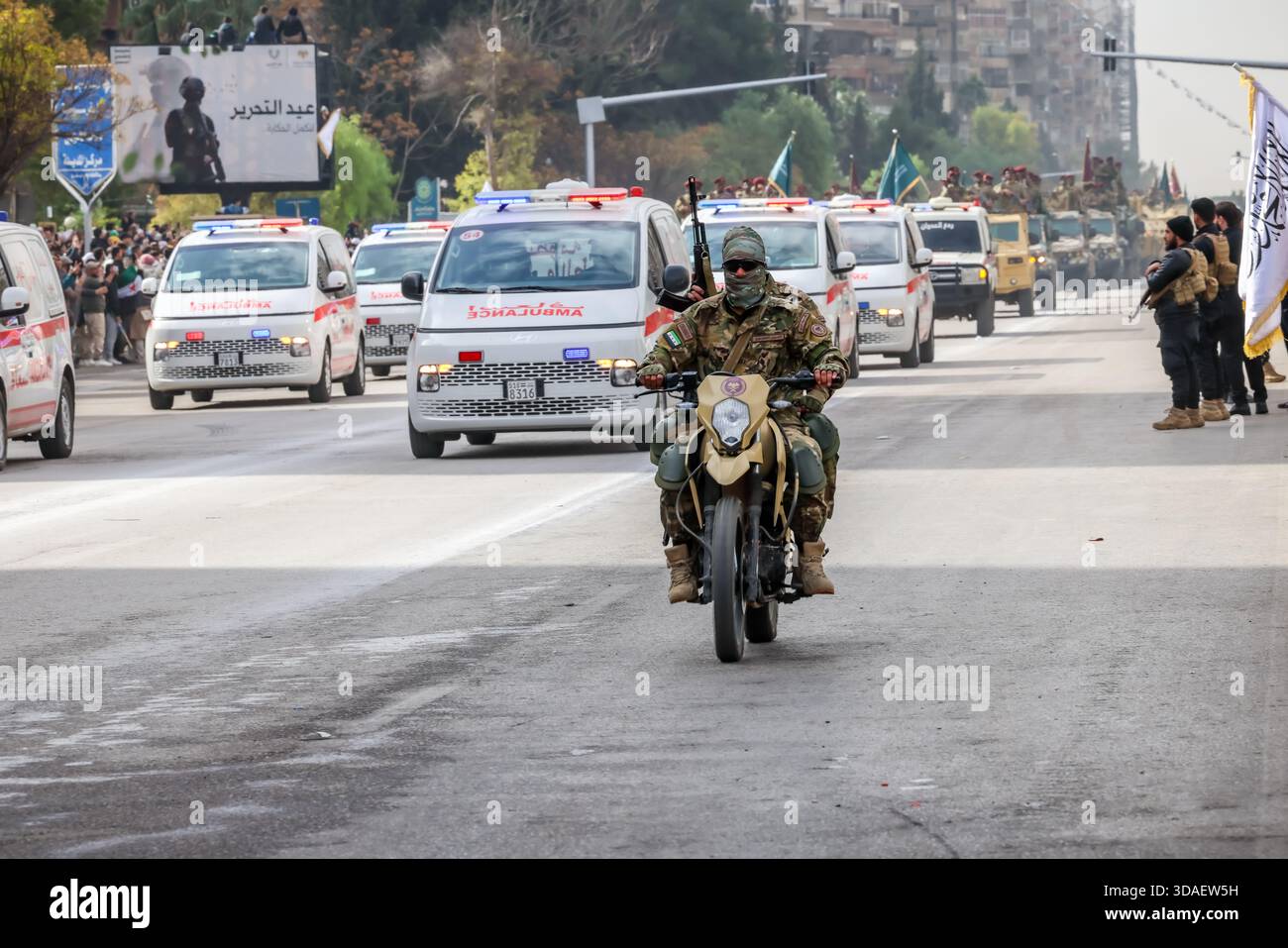 Damascus, Syria – December 08, 2025: A military parade by Syrian army ...