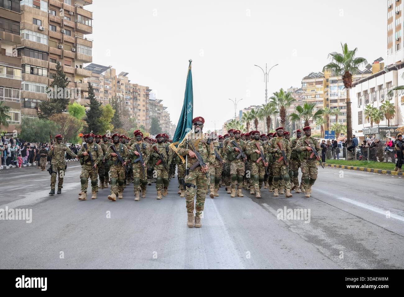 Damascus, Syria – December 08, 2025: A military parade by Syrian army ...