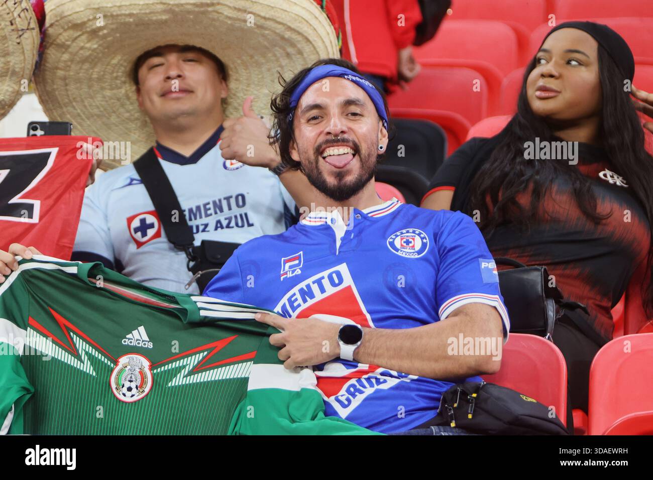 Cruz Azul fans pose for a photograph prior to the start of the FIFA ...