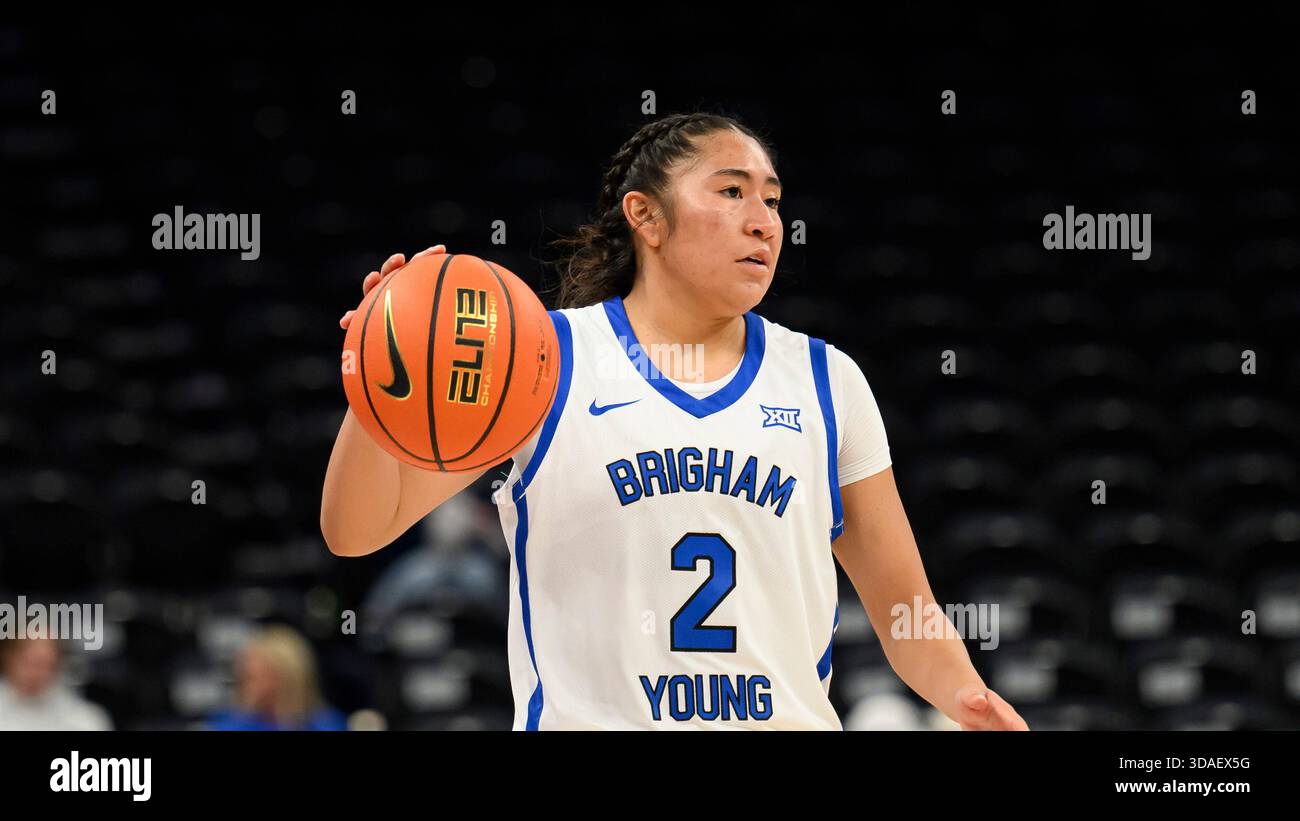 Brigham Young guard Sydney Benally looks to pass the ball during the ...
