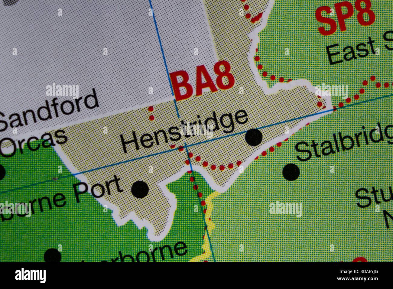 Henstridge - United Kingdom colour atlas map town name of the area ...