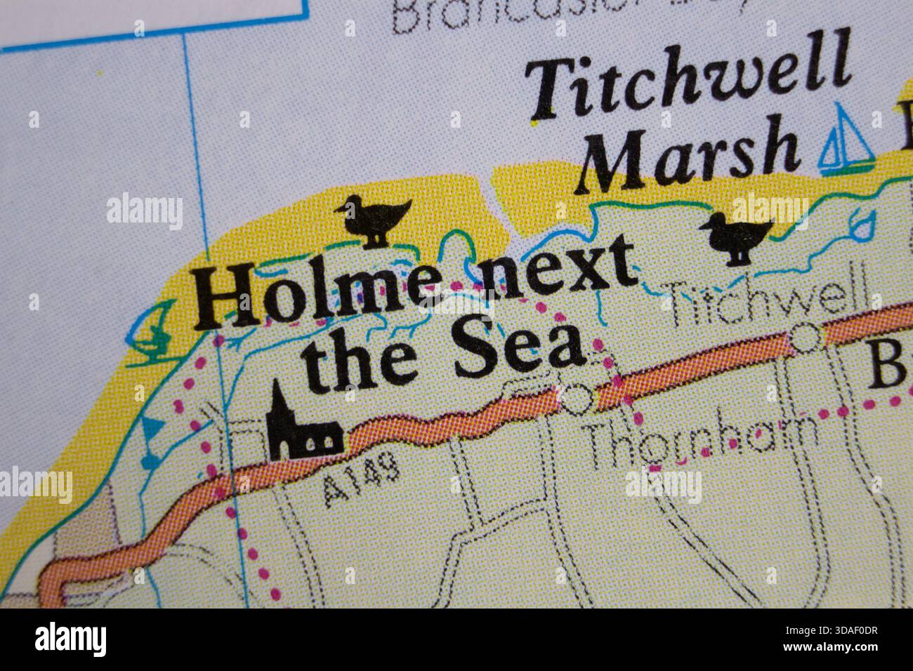 Holme next the Sea - United Kingdom colour atlas map town name of the ...