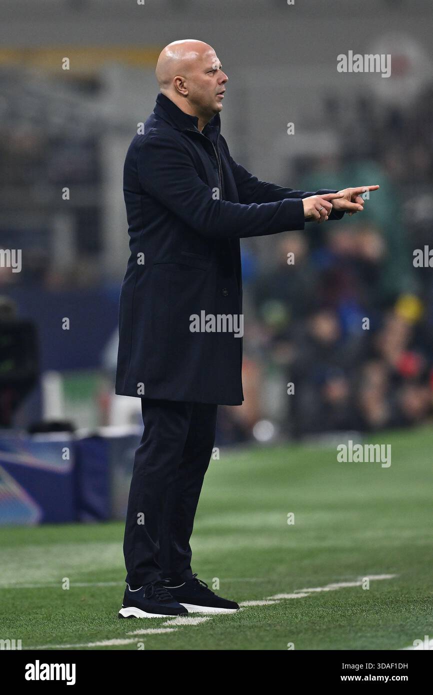 Arne Slot, coach of Liverpool F.C. participates in the UEFA Champions ...