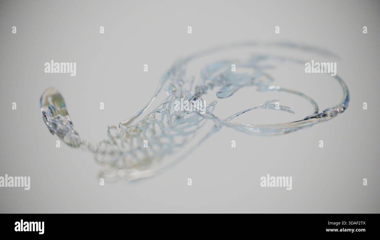 Glass skeleton bent into infinity symbol, surreal 3D visualization with ...