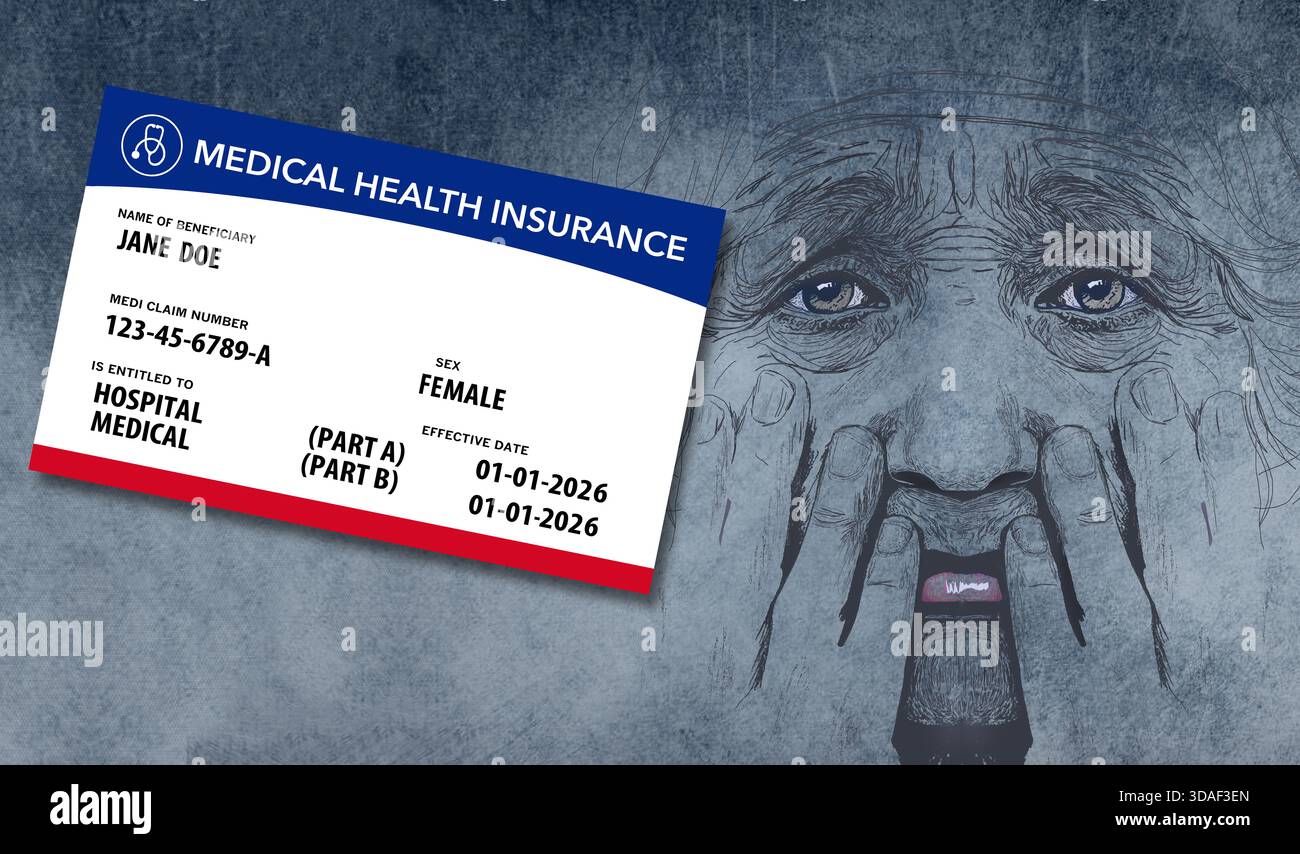 A generic mock UISA federal medical insurance card for 2026 is seen ...