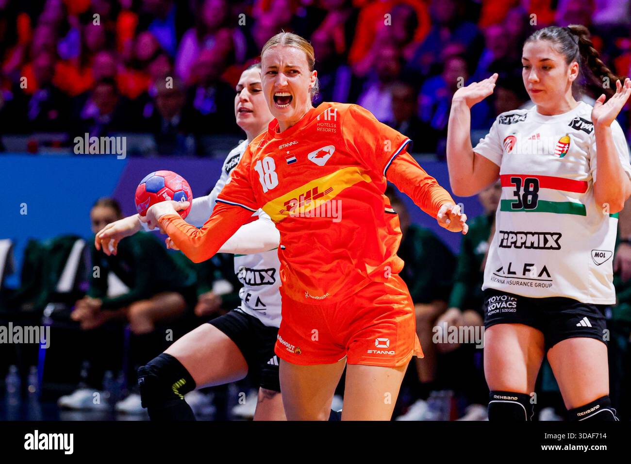 Kelly Dulfer of the Netherlands throw the ball during the 27th IHF ...