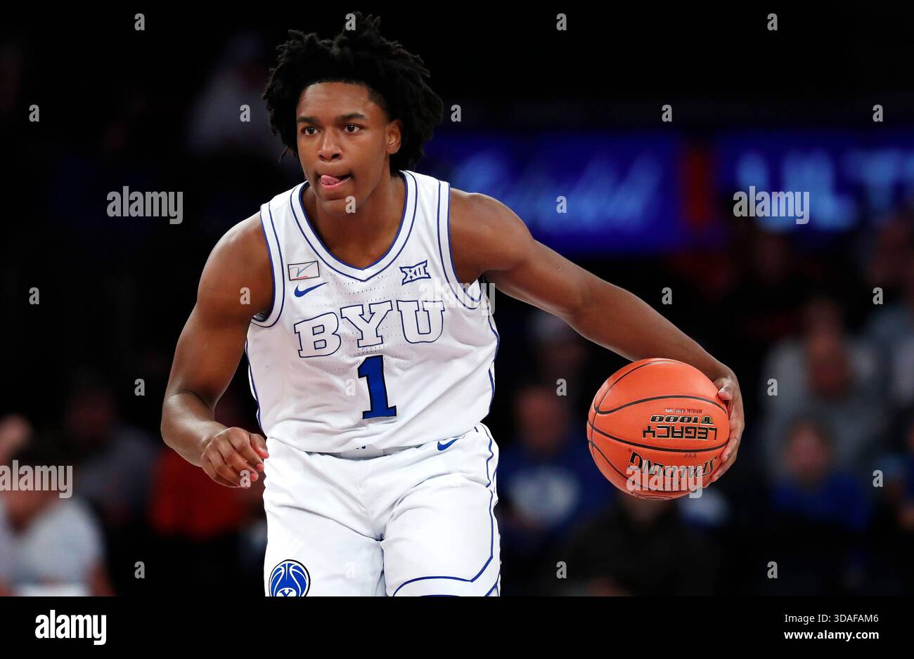 BYU guard Robert Wright III, dribbles the ball against Clemson during ...
