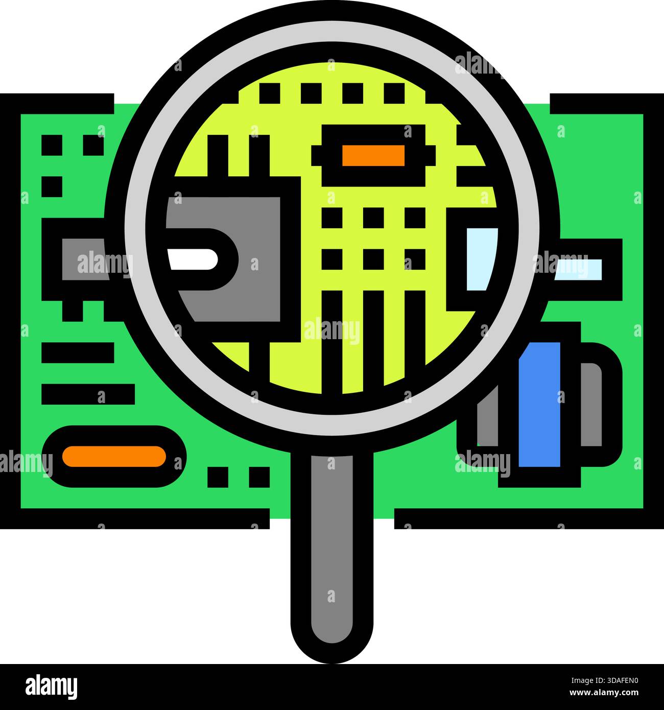 circuit under magnifying glass color icon vector illustration Stock ...
