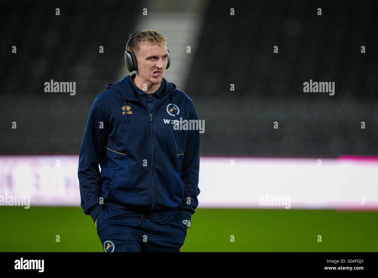 Alfie Doughty of Millwall inspects the pitch during the Sky Bet ...