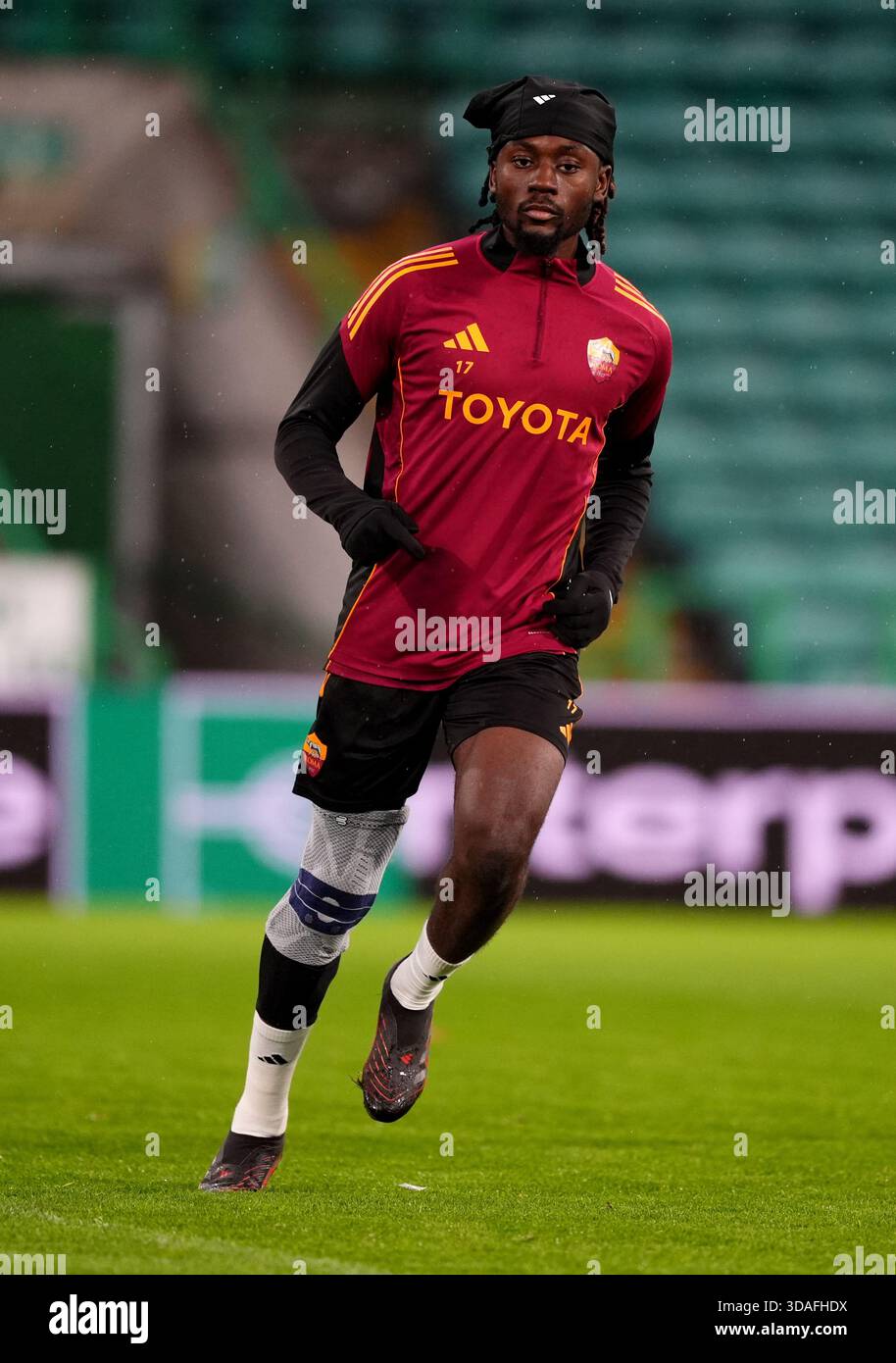 Roma's Manu Kone during a training session at Celtic Park, Glasgow ...