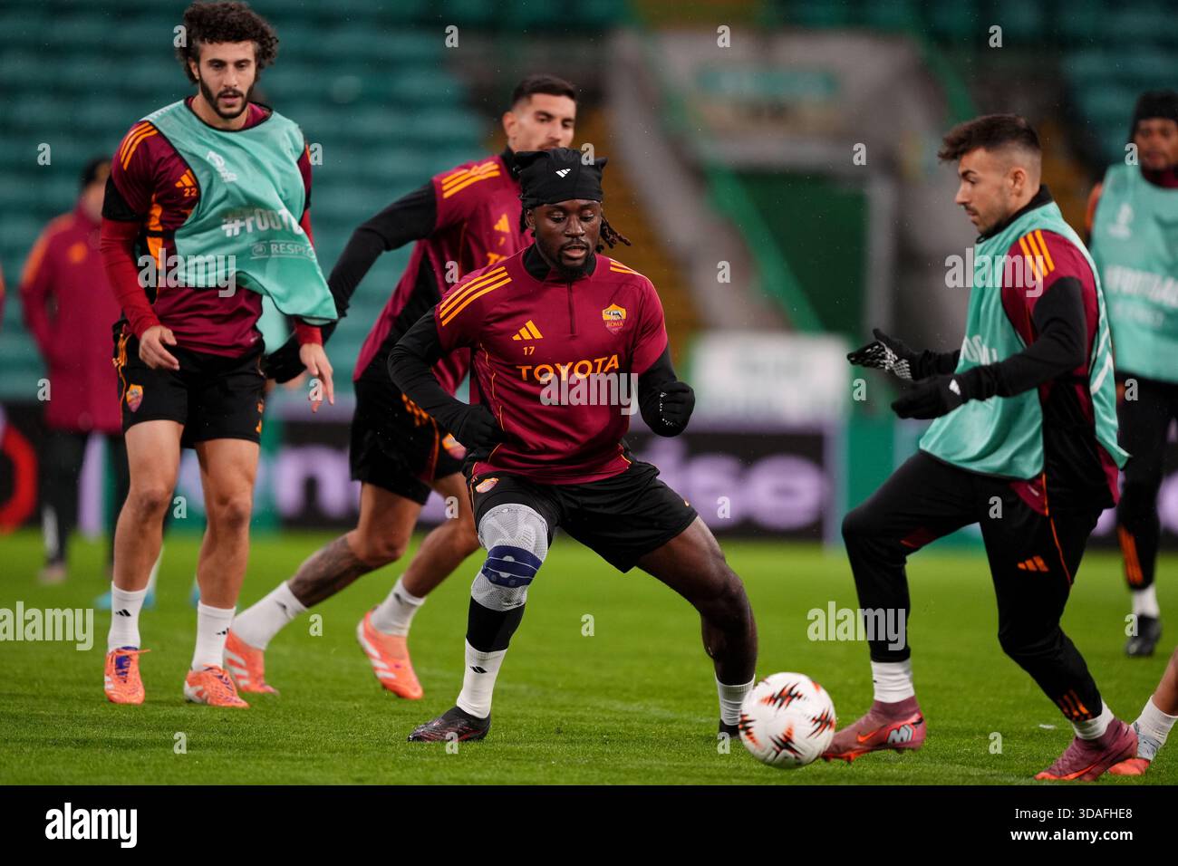 Roma's Manu Kone during a training session at Celtic Park, Glasgow ...