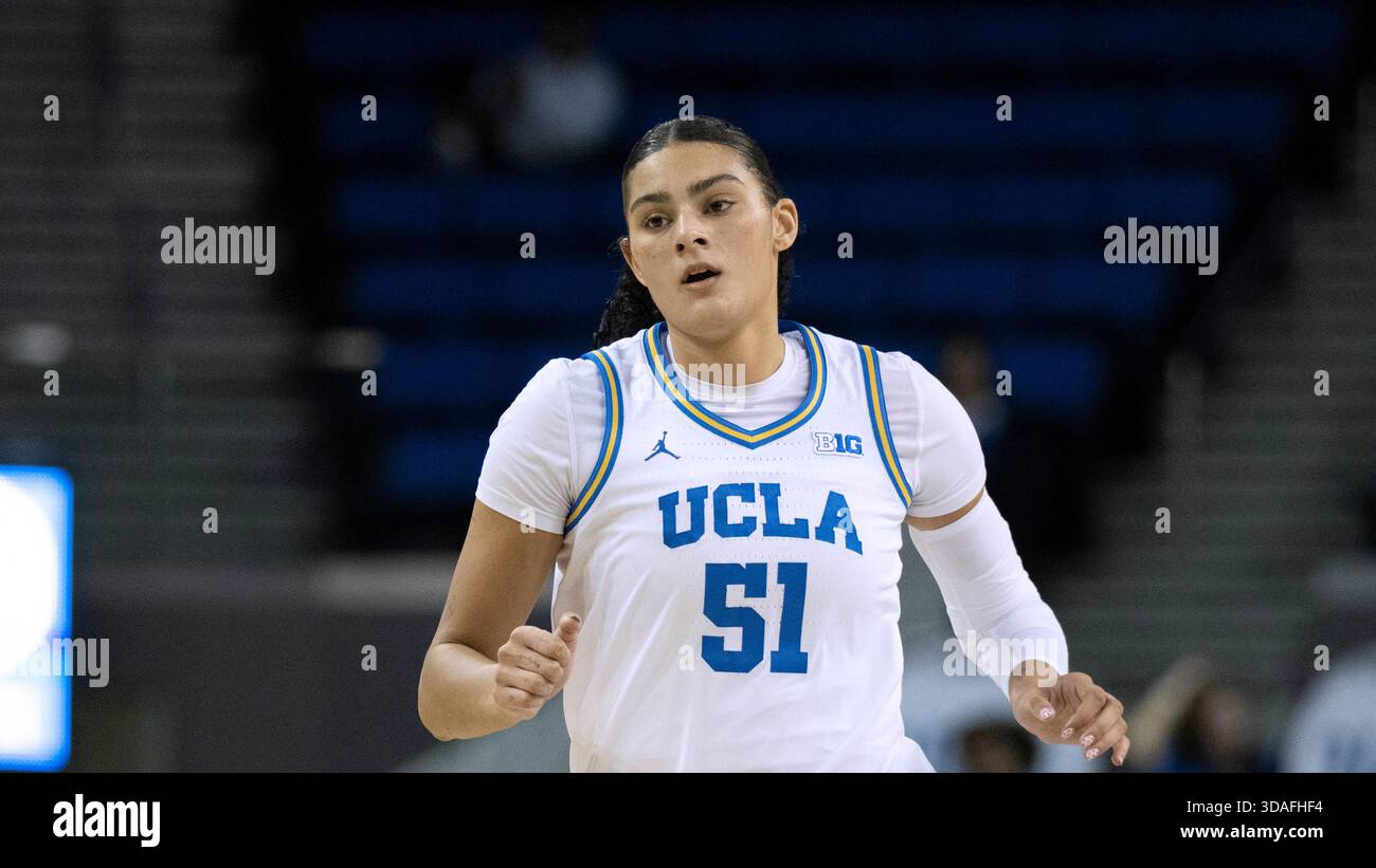 UCLA center Lauren Betts (51) runs during an NCAA basketball game ...