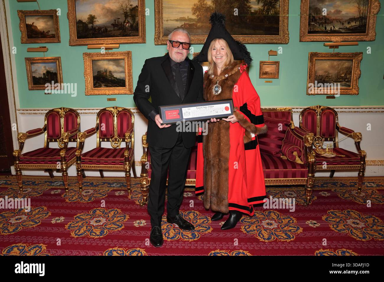 Ray Winstone stands with Dame Susan Langley, Lady Mayor of the City of ...