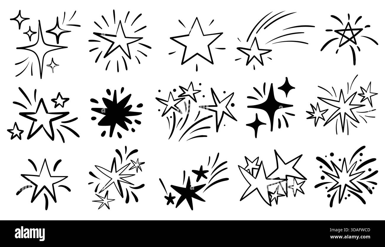 Cute line sketch star Stock Vector Images - Alamy
